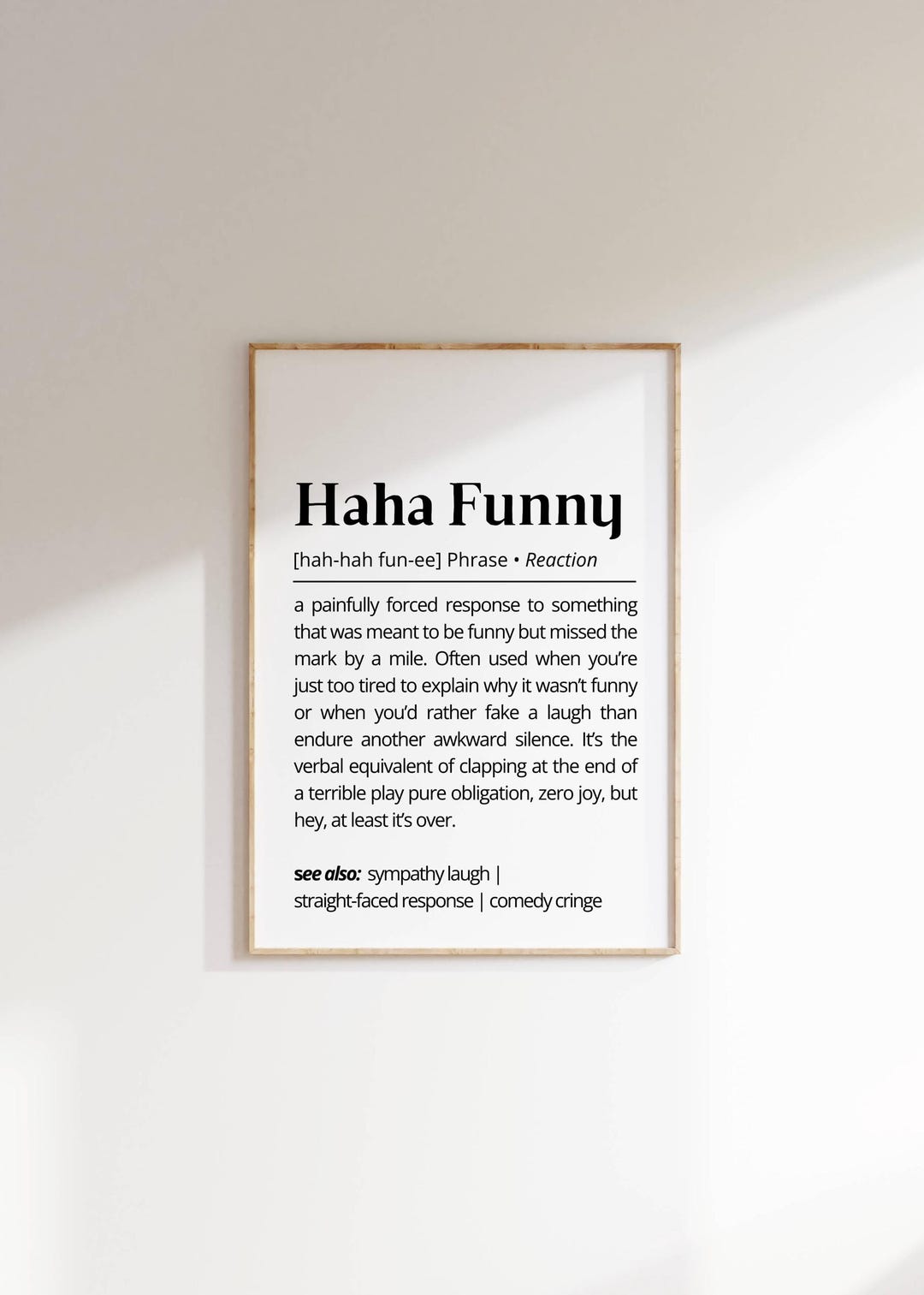Haha Funny Definition Wall Art Printable Sarcastic Humor Typography as ...