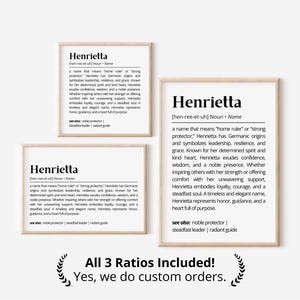 Henrietta Name Definition Wall Art Personalized Name Meaning Minimalist ...