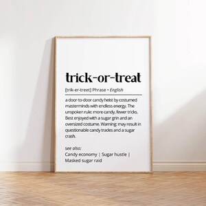 Trick-or-treat Definition Print: Funny Halloween Wall Art (digital ...