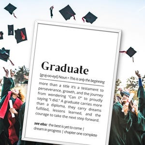 Graduate Definition Wall Art Printable Graduation Gift Inspirational ...