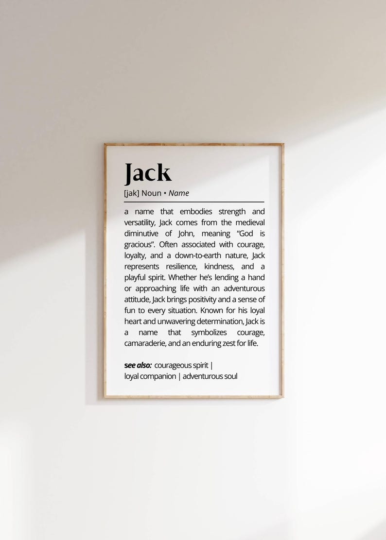 Jack Name Meaning Print | Personalized Baby Name Sign | Nursery Wall ...