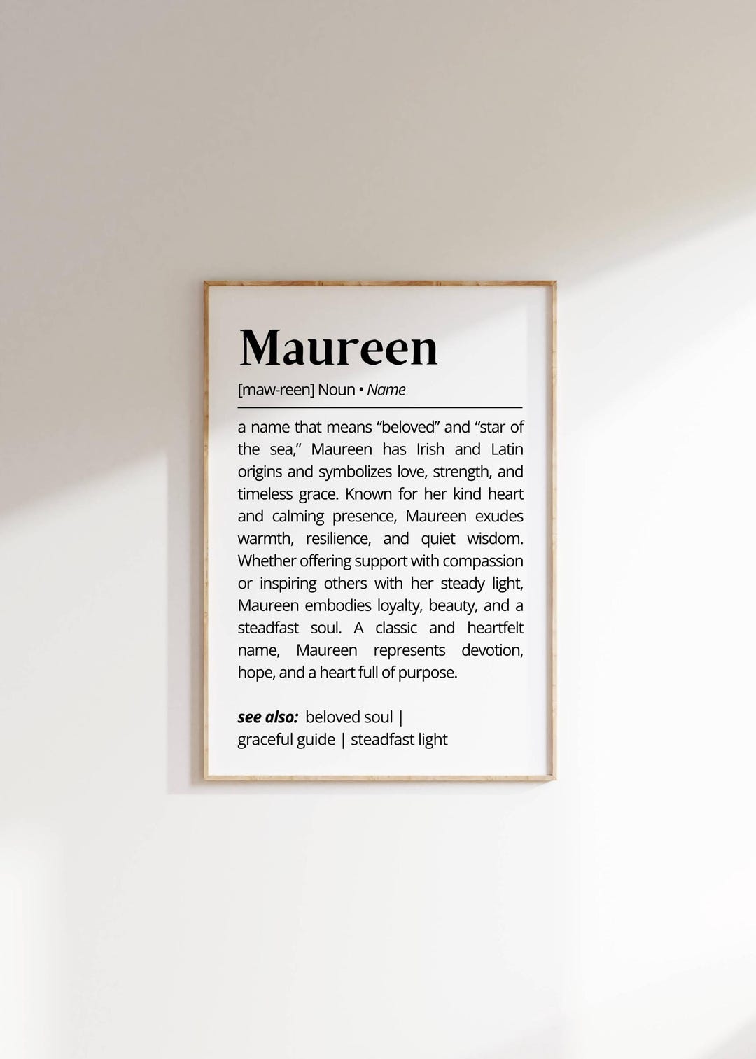 Maureen Name Definition Wallart Personalized Name Meaning Gift for Her ...