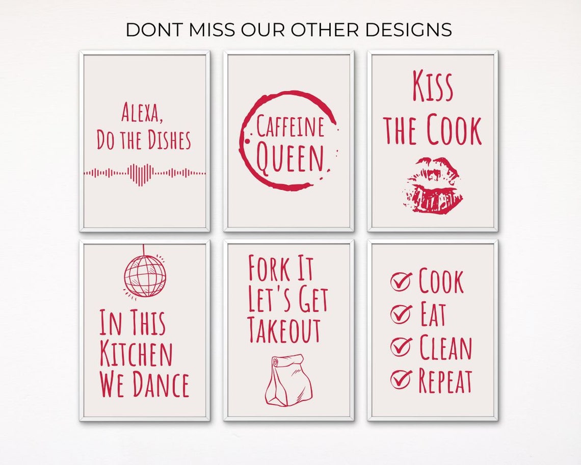 Cook Eat Clean Repeat Print Funny Kitchen Wall Art Daily Routine Decor ...