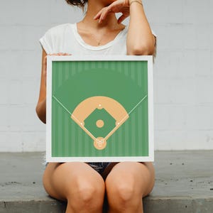 Minimalist Baseball Field Art Print: Modern Sports Decor (digital ...