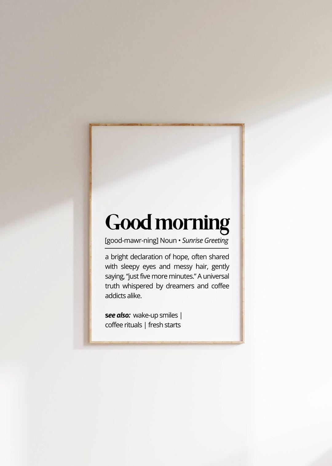 Good Morning Definition Print: Minimalist Typography Wall Art (digital ...