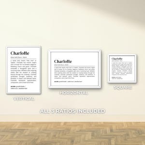 Charlotte Name Definition Wall Art Personalized Elegant Name Meaning Printable Timeless Gift for ...