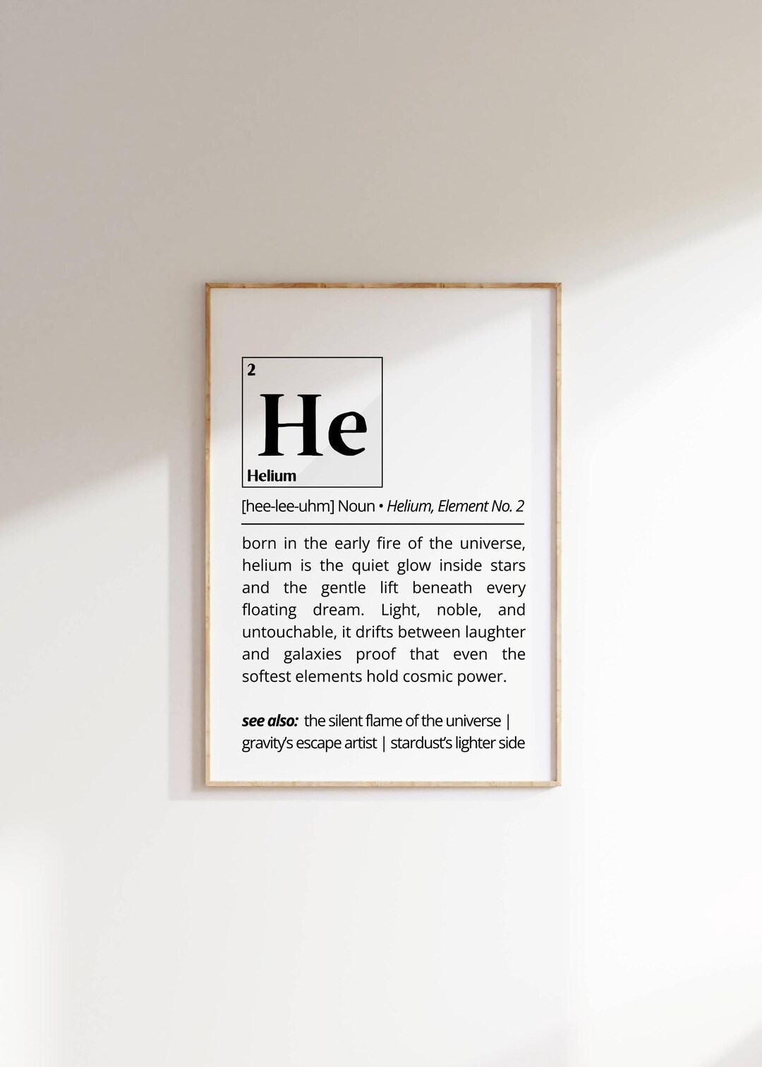 Helium Definition Print: Minimalist Science Poster, Periodic Table Art ...