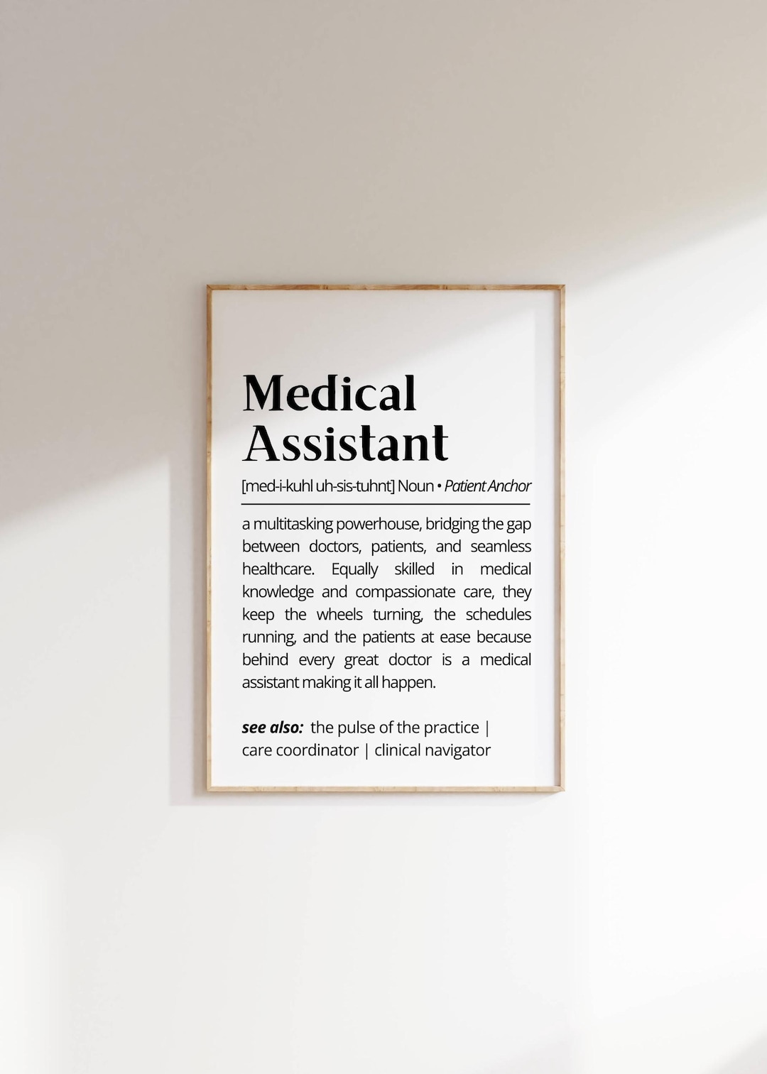 Medical Assistant Definition Print Healthcare Office Decor Fun Gift for ...