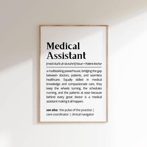 Medical Assistant Definition Print Healthcare Office Decor Fun Gift for ...