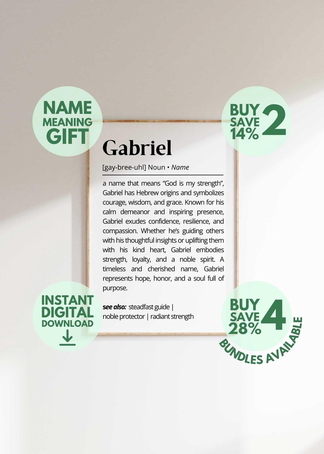 Gabriel Name Meaning Print | Personalized Gift | Nursery Wall Art ...