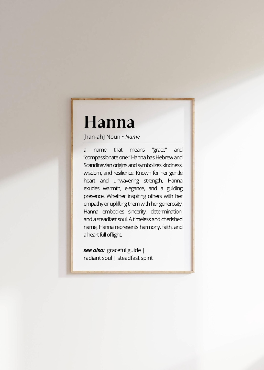 Hanna Name Meaning Print: Minimalist Typography Wall Art (digital ...