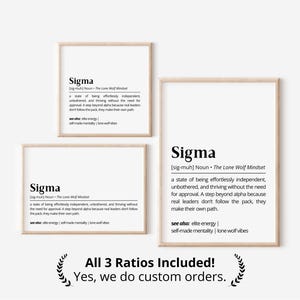 Sigma Definition Wall Art Lone Wolf Mindset Alpha Energy Definition ...