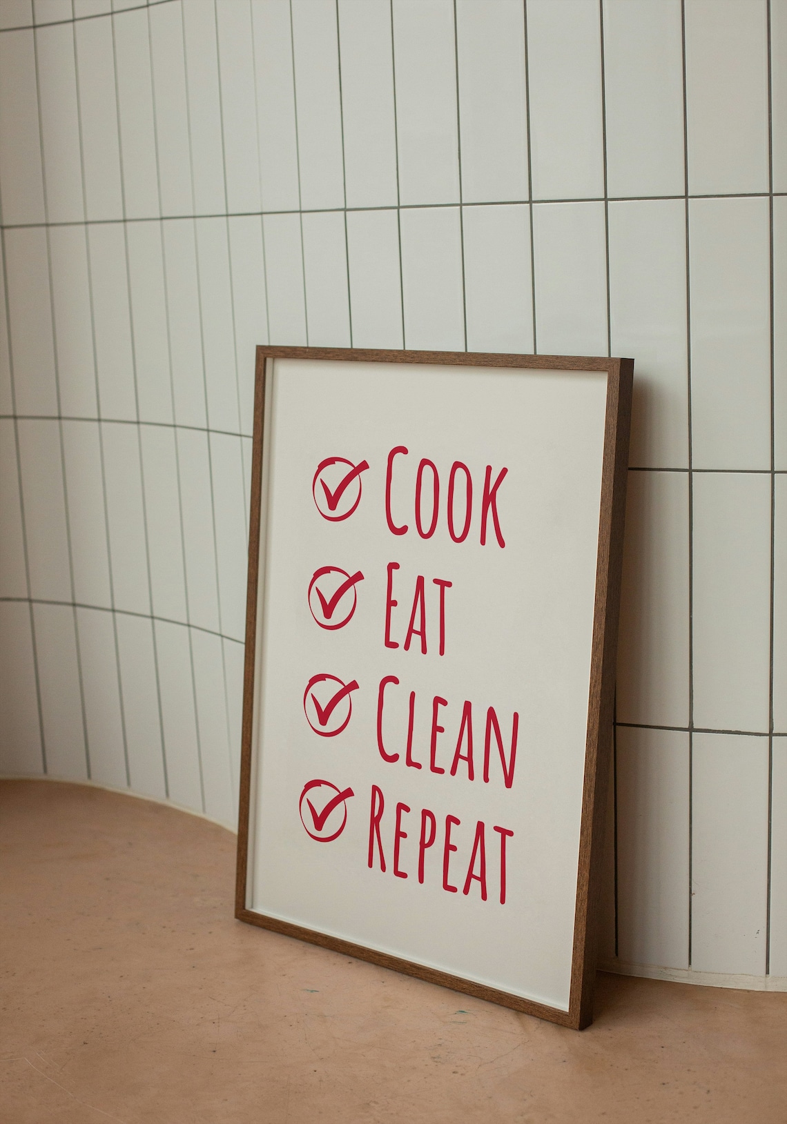 Cook Eat Clean Repeat Print Funny Kitchen Wall Art Daily Routine Decor ...