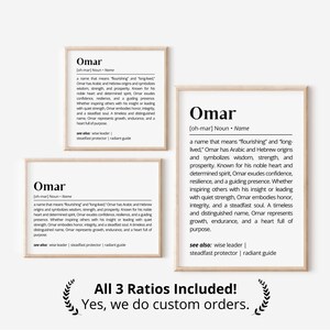 Omar Name Definition Wall Art Personalized Name Meaning Gift Minimalist ...