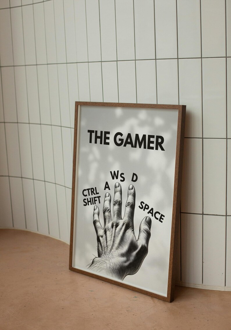 Gamer Hand Illustration Poster: WSAD Keys Gaming Art (digital Download ...