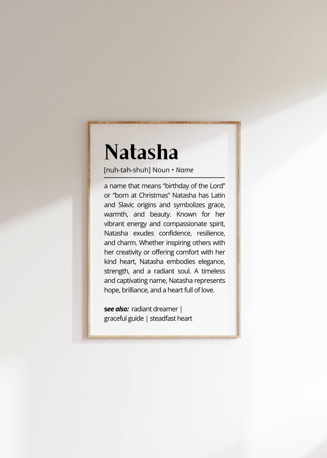 Natasha Name Meaning Print | Personalized Gift | Nursery Wall Art ...