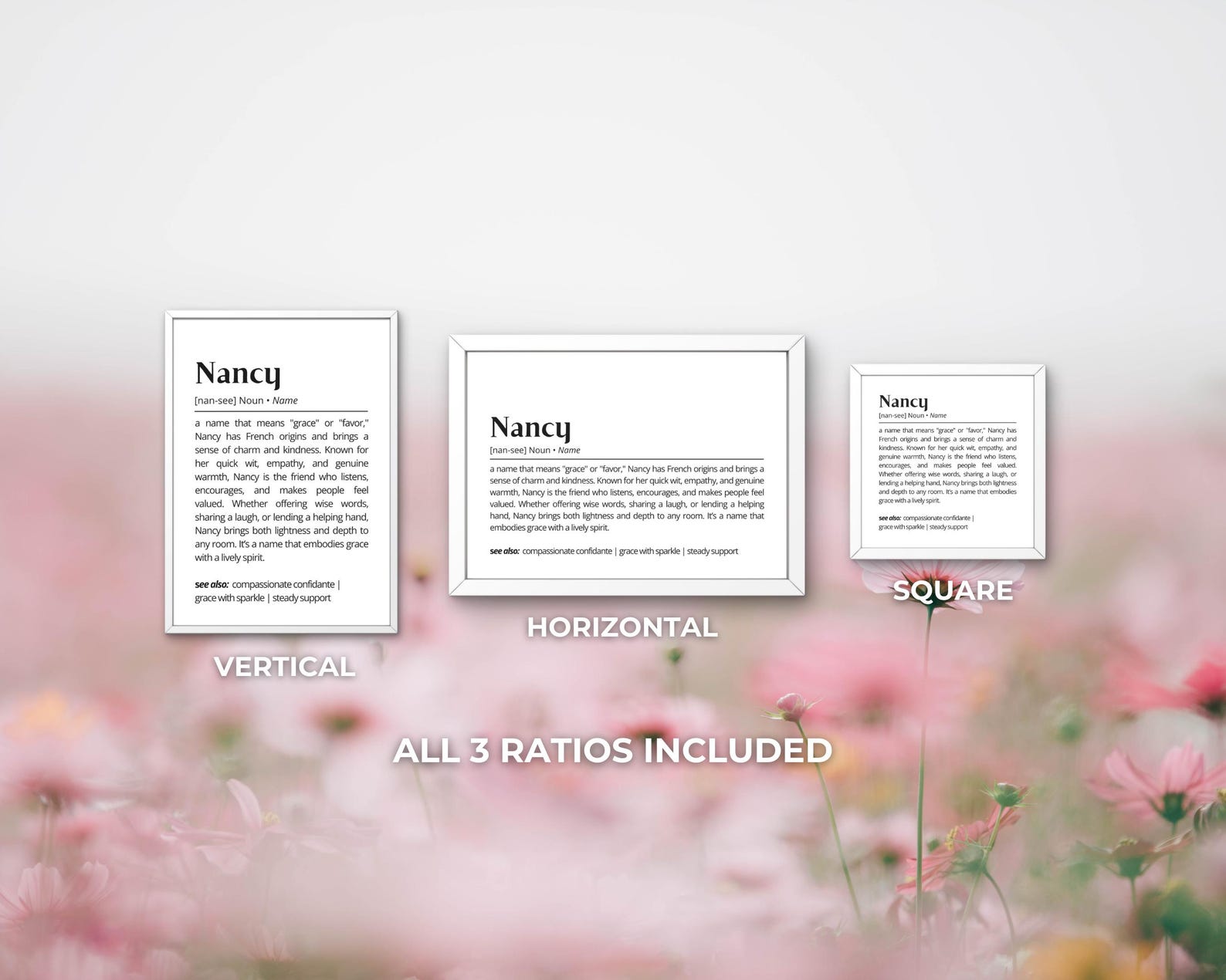 Nancy Name Definition Wall Art Personalized Inspirational Print French Name Meaning Unique Gift ...