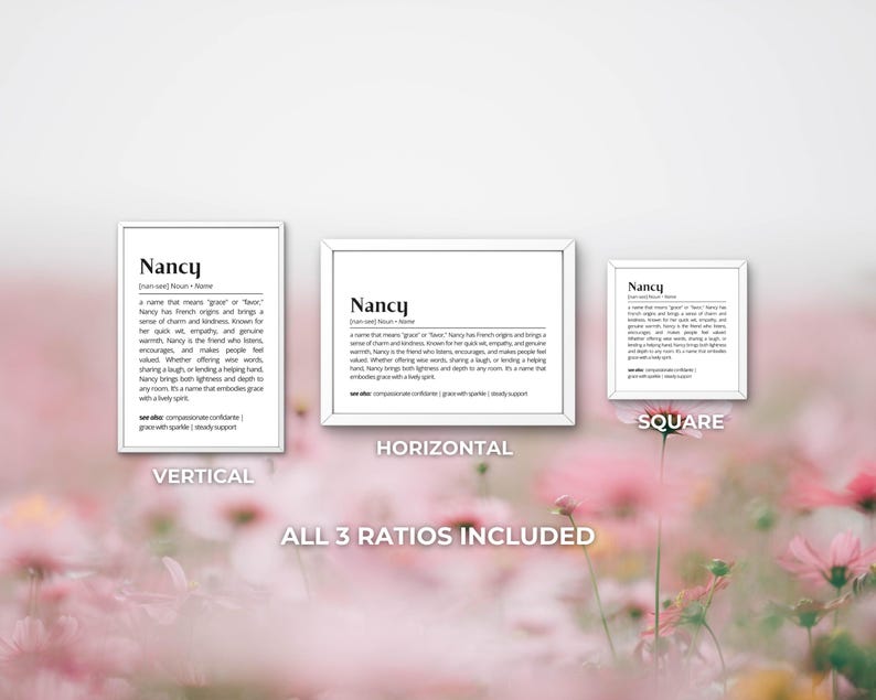 Nancy Name Definition Wall Art Personalized Inspirational Print French ...