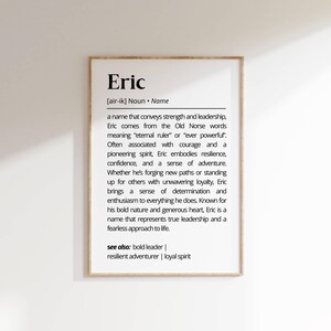 Eric Name Meaning Print | Personalized Gift | Nursery Wall Art ...