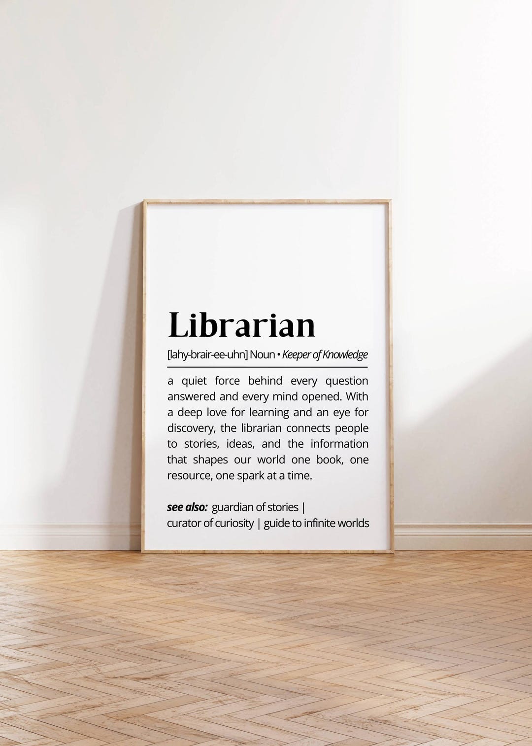 Librarian Definition Wall Art Printable Gift for Book Lovers and ...