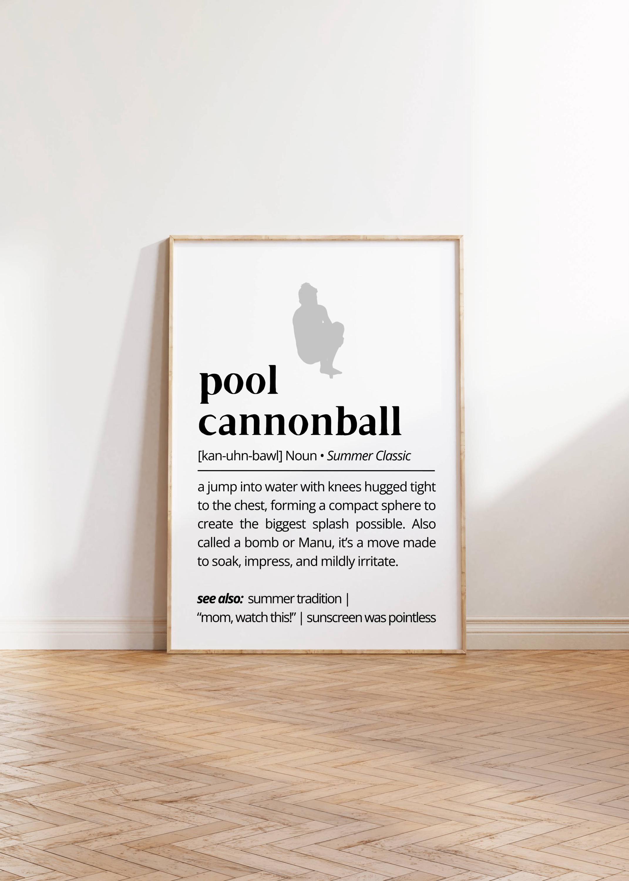 Pool Cannonball Definition Print: Funny Summer Wall Art (digital ...