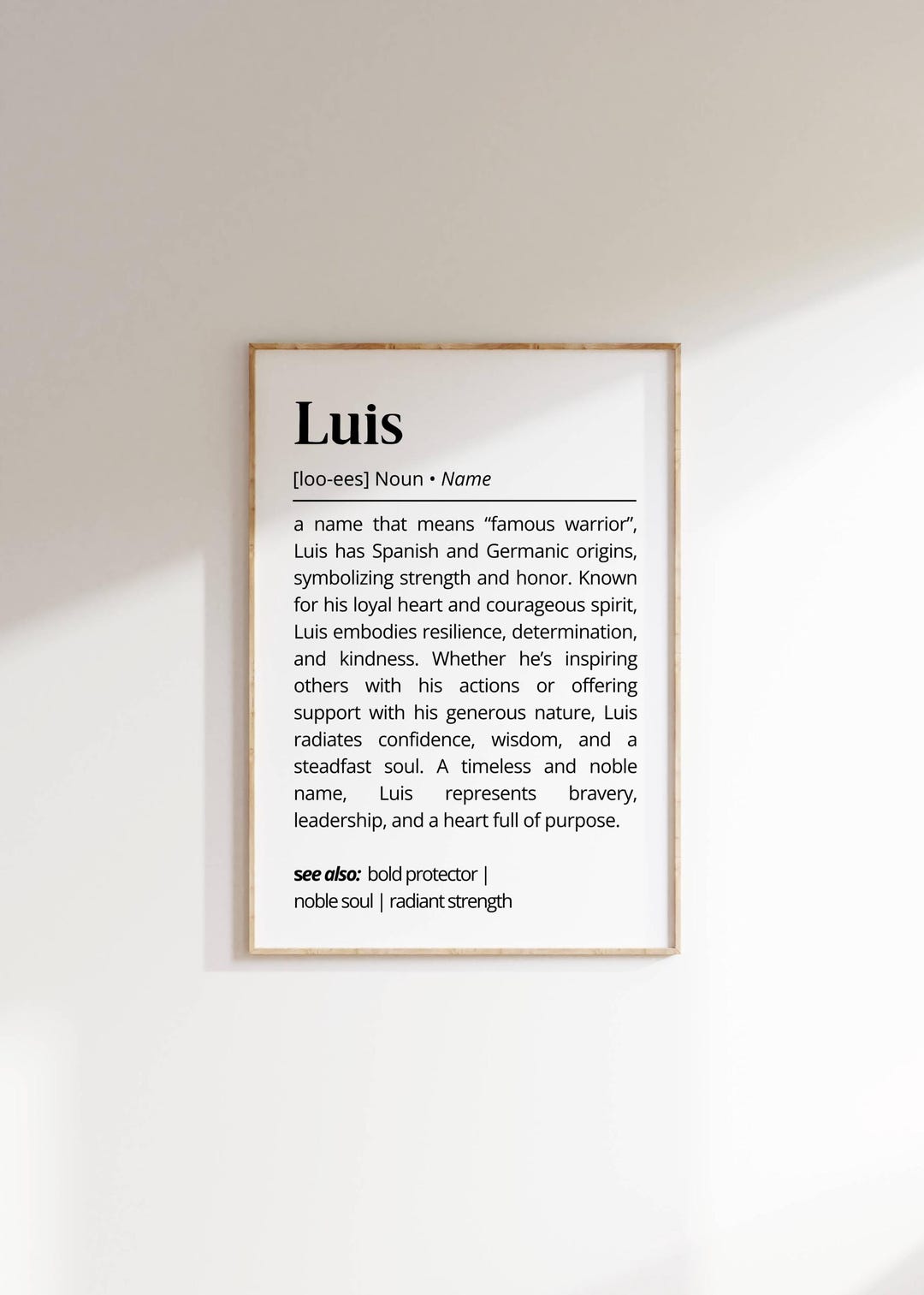 Luis Name Definition Wall Art Personalized Name Printable for Him ...