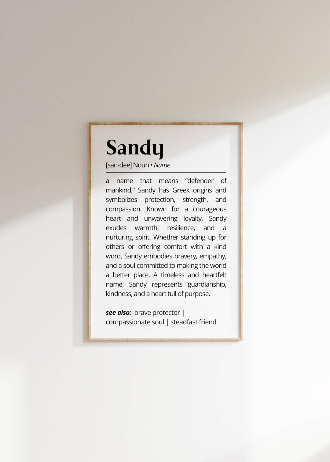 Sandy Name Meaning Print | Personalized Gift | Nursery Wall Art ...