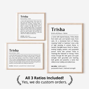 Trisha Name Definition Wall Art Positive Name Meaning Personalized Gift ...