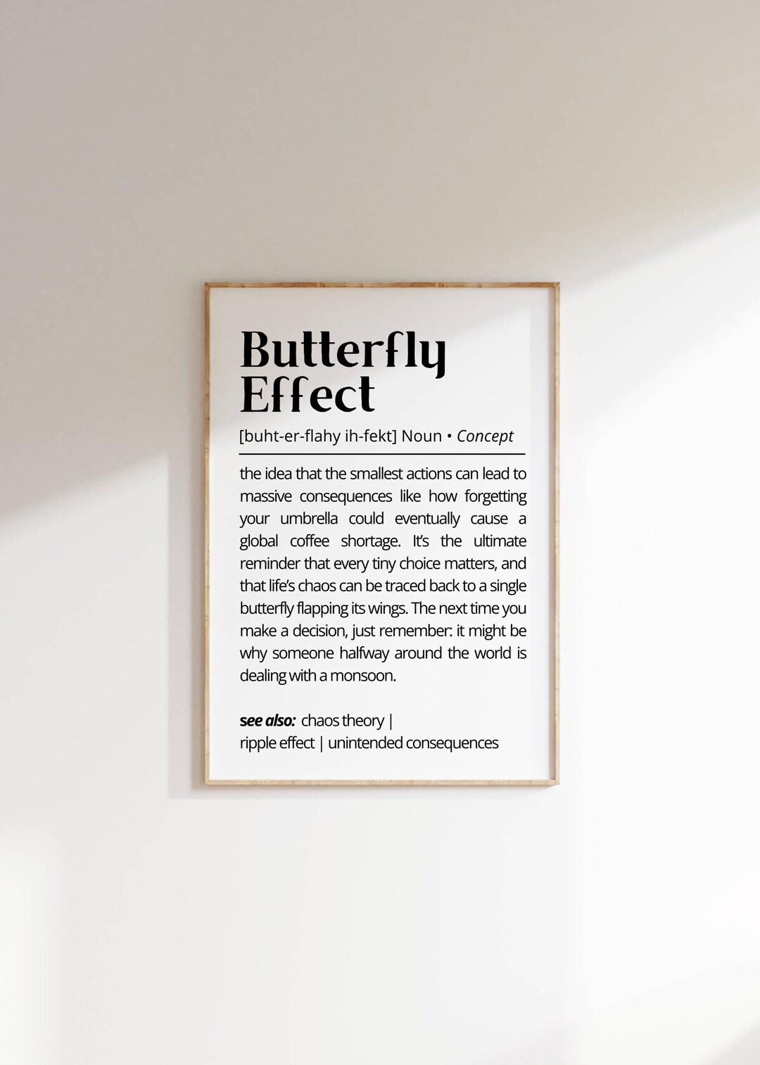 Butterfly Effect Definition Wall Art Printable Motivation Chaos Theory ...