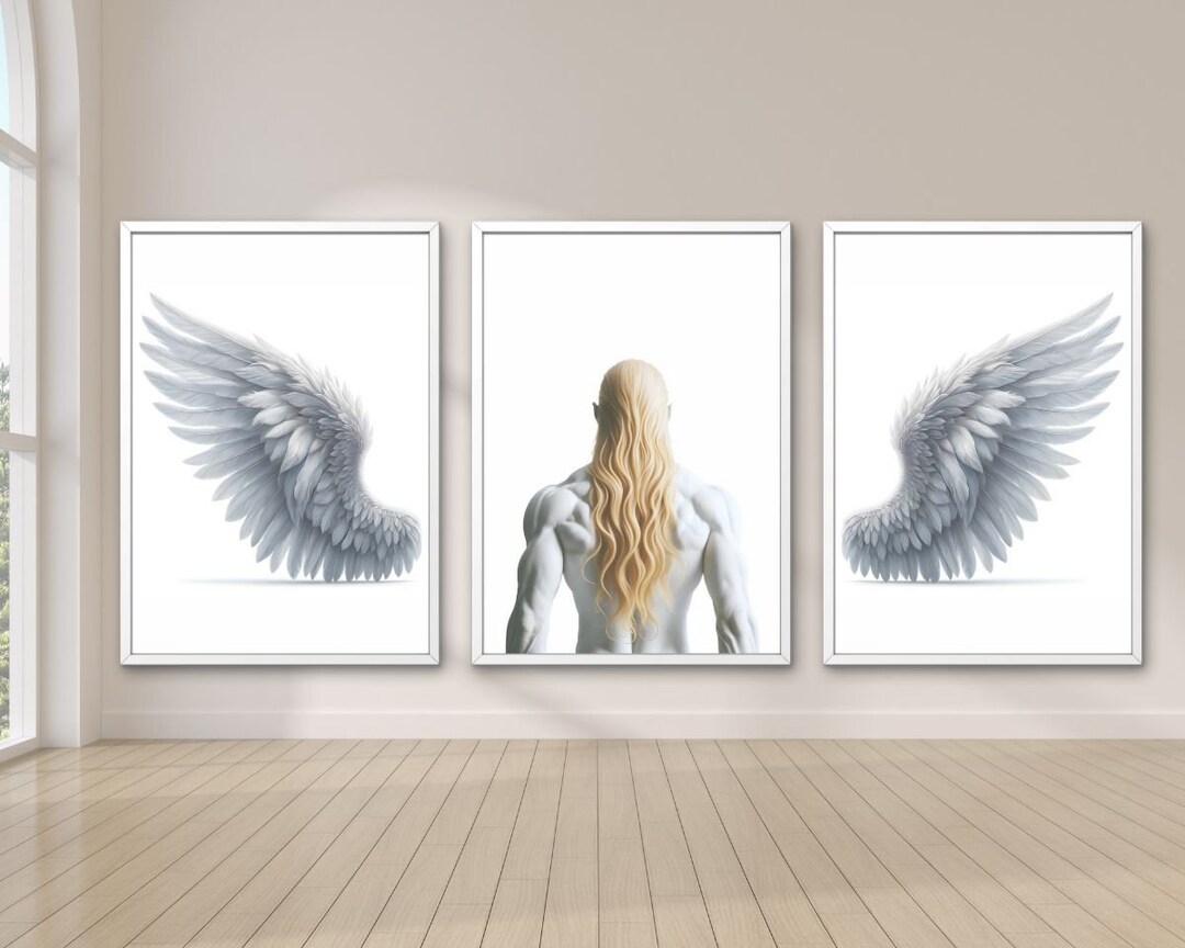 Angel Poster, Set of 3 Prints, Angel Wings Wall Art, Religious Poster ...