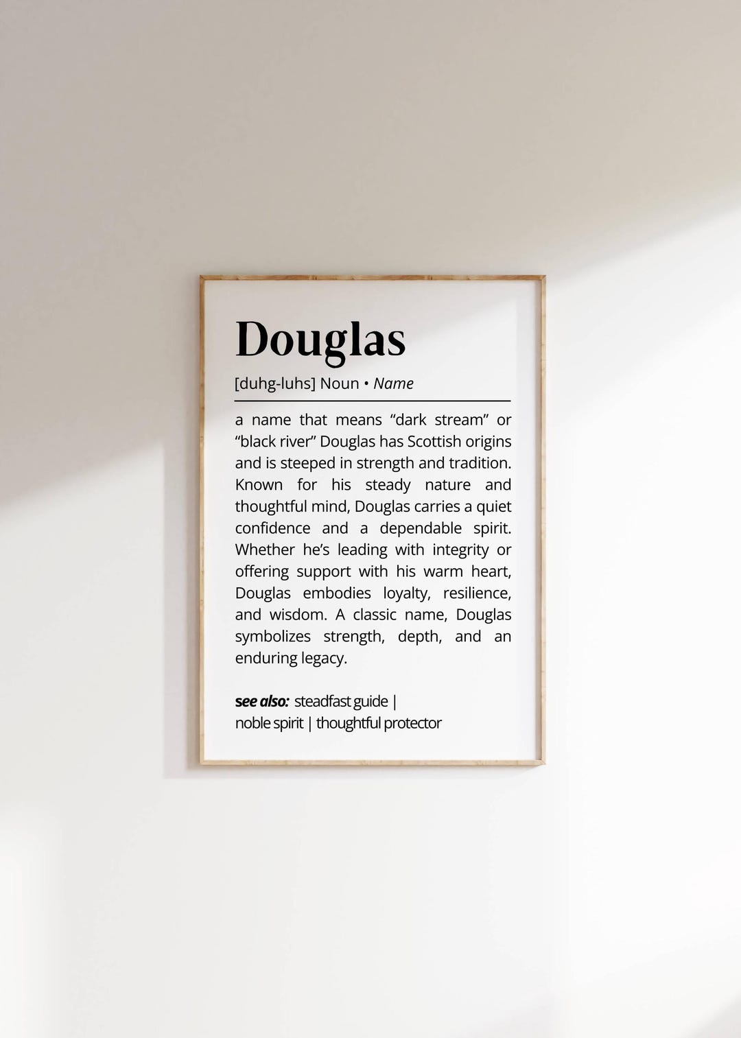 Douglas Name Definition Wall Art Scottish Name Meaning Poster ...