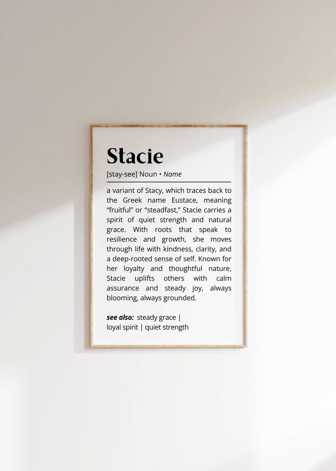 Stacie Name Definition Wall Art Personalized Name Meaning Gift for Her ...