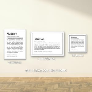 Madison Name Definition Printable Wall Art Personalized Wall Decor ...