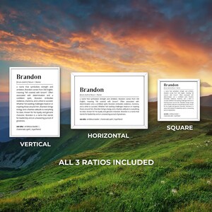 Brandon Name Definition Wall Art Printable Personalized Minimalist ...