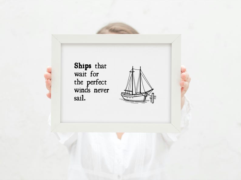 Sailing Ship Ocean Quote Print: Beach House Nautical Wall Art (digital ...