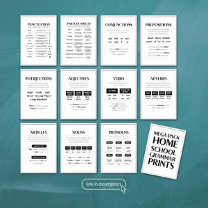 Grammar Posters Set: Punctuation & Parts of Speech Classroom Decor ...