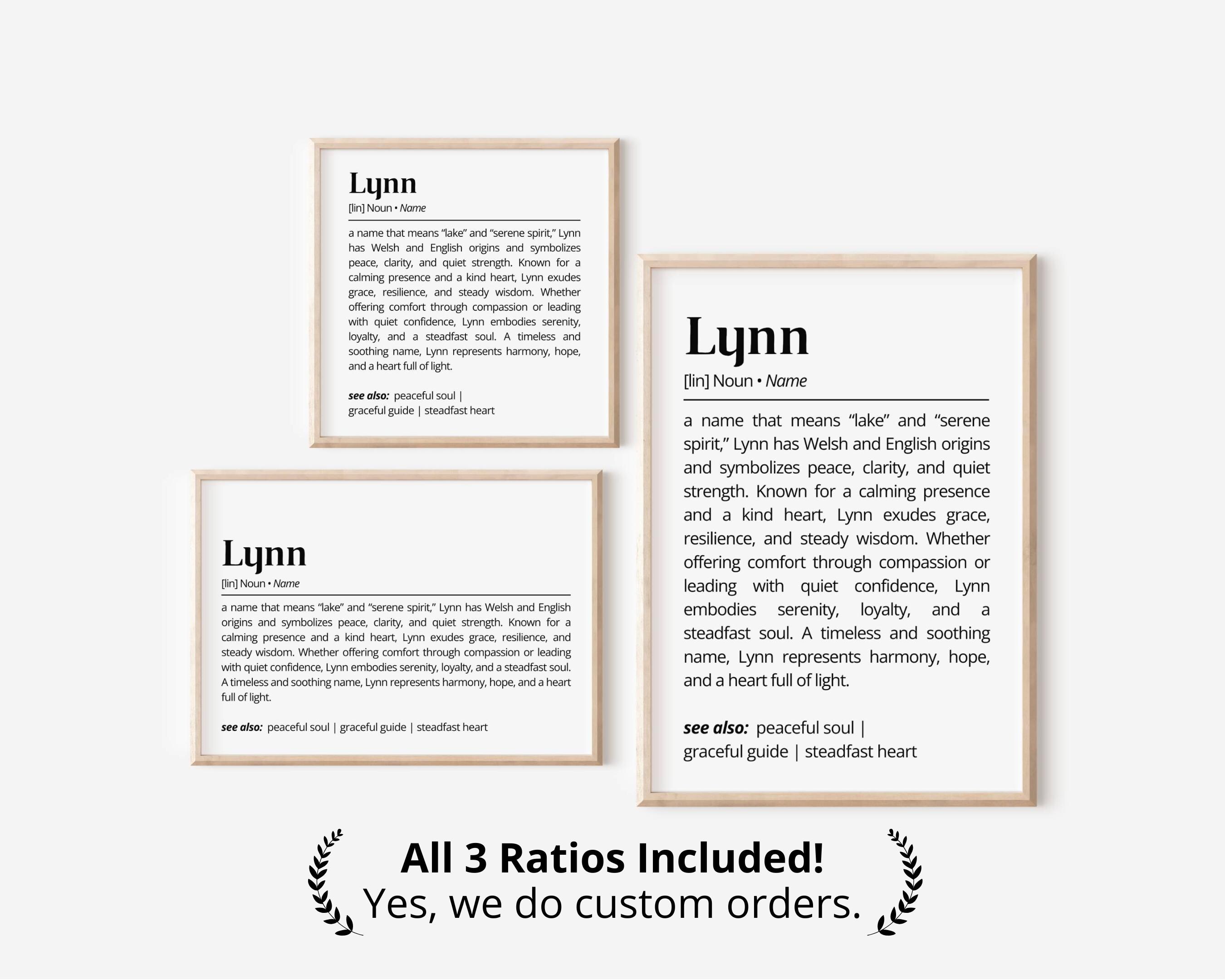 Lynn Name Meaning Print | Personalized Gift | Nursery Wall Art ...