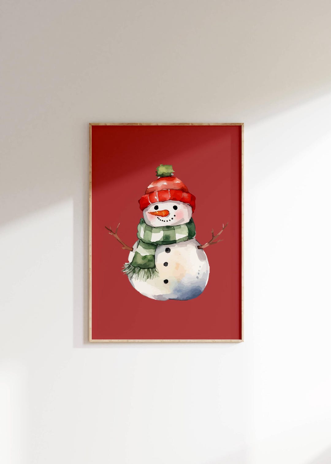Adorable Snowman Printable Wall Art Watercolor Winter Holiday Decor ...