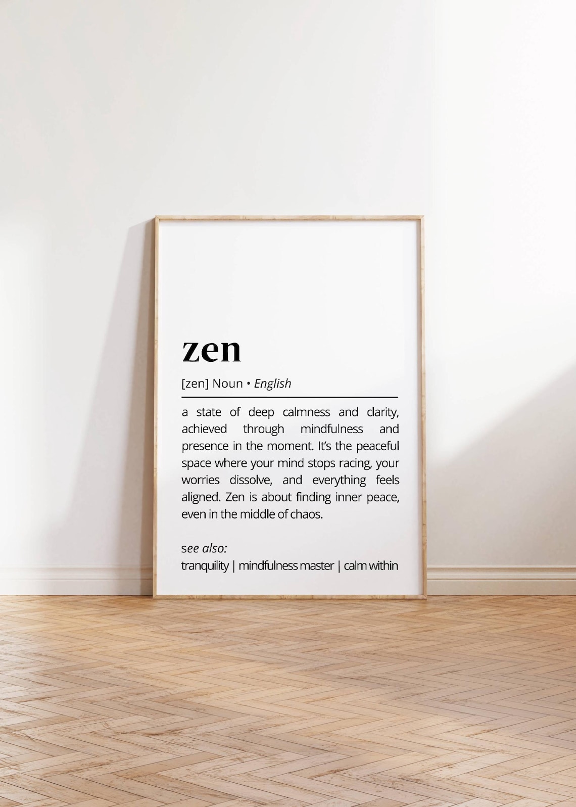 Zen Definition Print: Minimalist Mindfulness Wall Art (digital Download ...