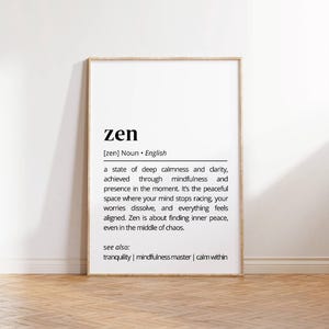 Zen Definition Print: Minimalist Mindfulness Wall Art (digital Download ...