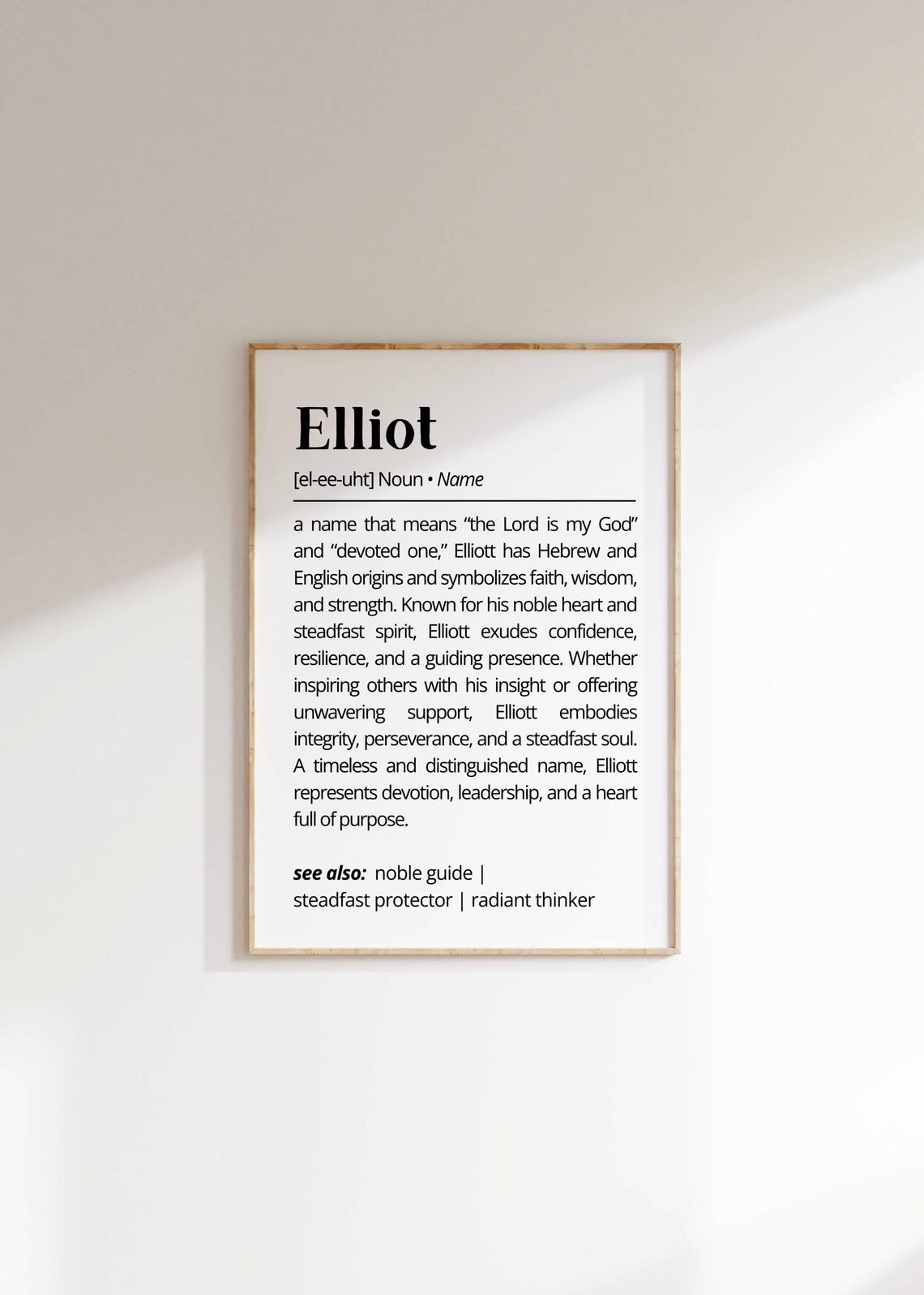 Elliot Name Meaning Print | Personalized Gift | Nursery Wall Art ...