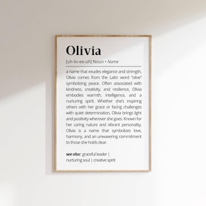 Olivia Name Meaning Print | Personalized Gift | Nursery Wall Art ...