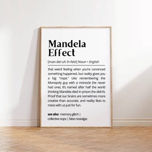 Mandela Effect Definition Wall Art Funny Home Decor Psychology Humor ...