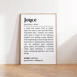Joyce Name Definition Wall Art Personalized Name Gift Printable ...
