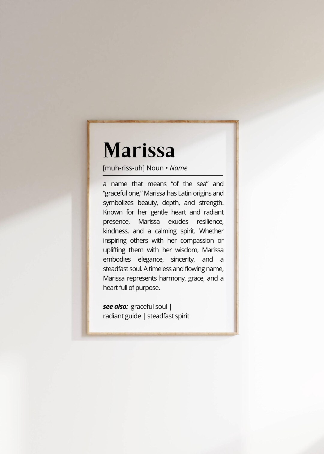 Marissa Name Definition Wall Art Personalized Name Meaning Gift ...