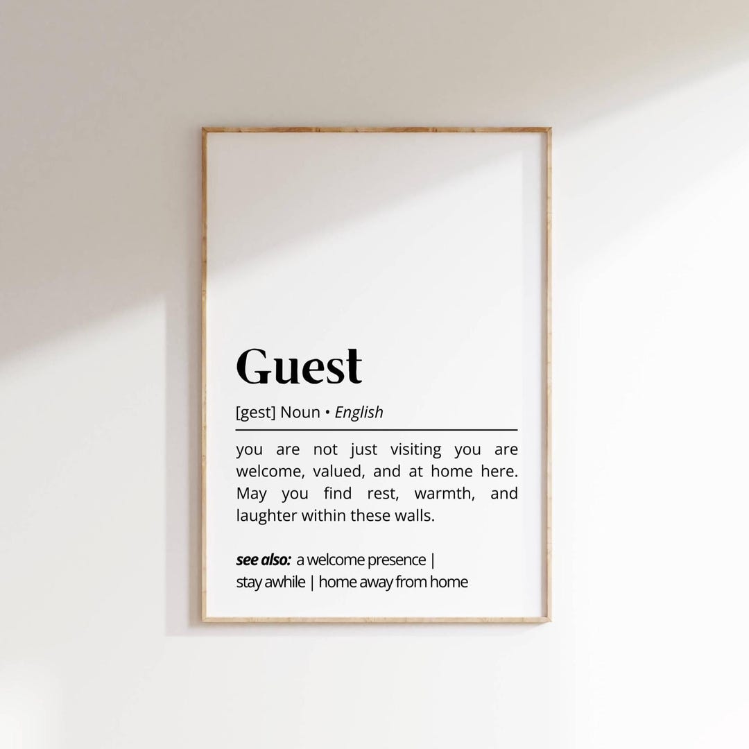 Guest Definition Print: Minimalist Welcome Sign (digital Download) - Etsy
