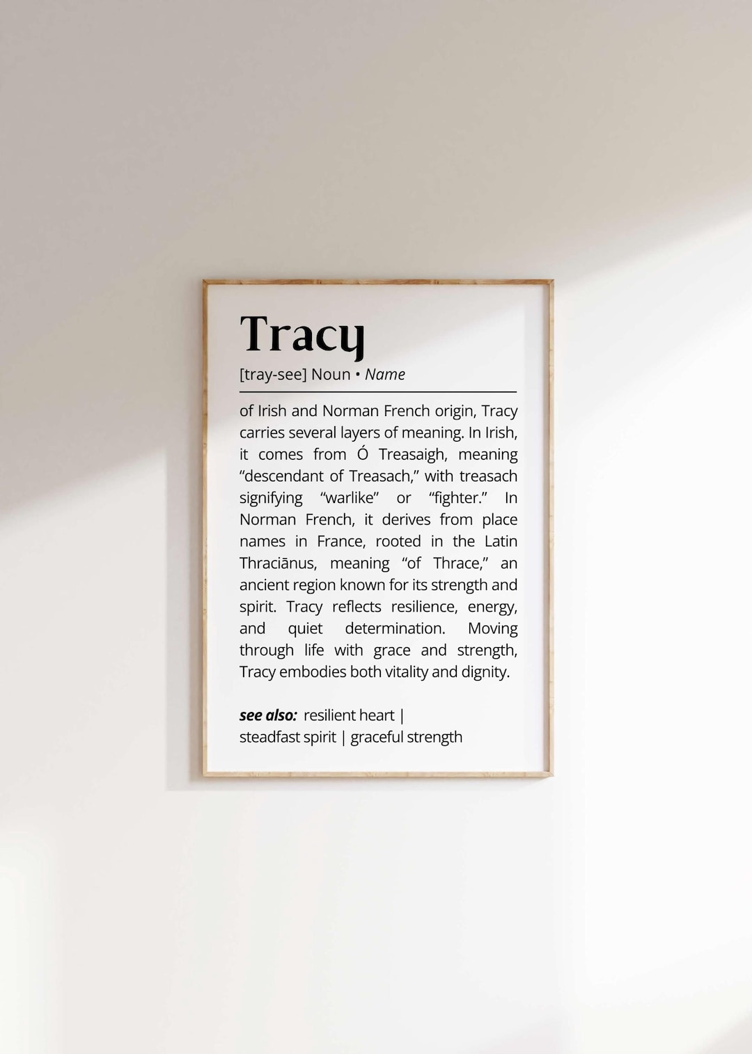 Tracy Name Meaning Print | Personalized Gift | Nursery Wall Art ...