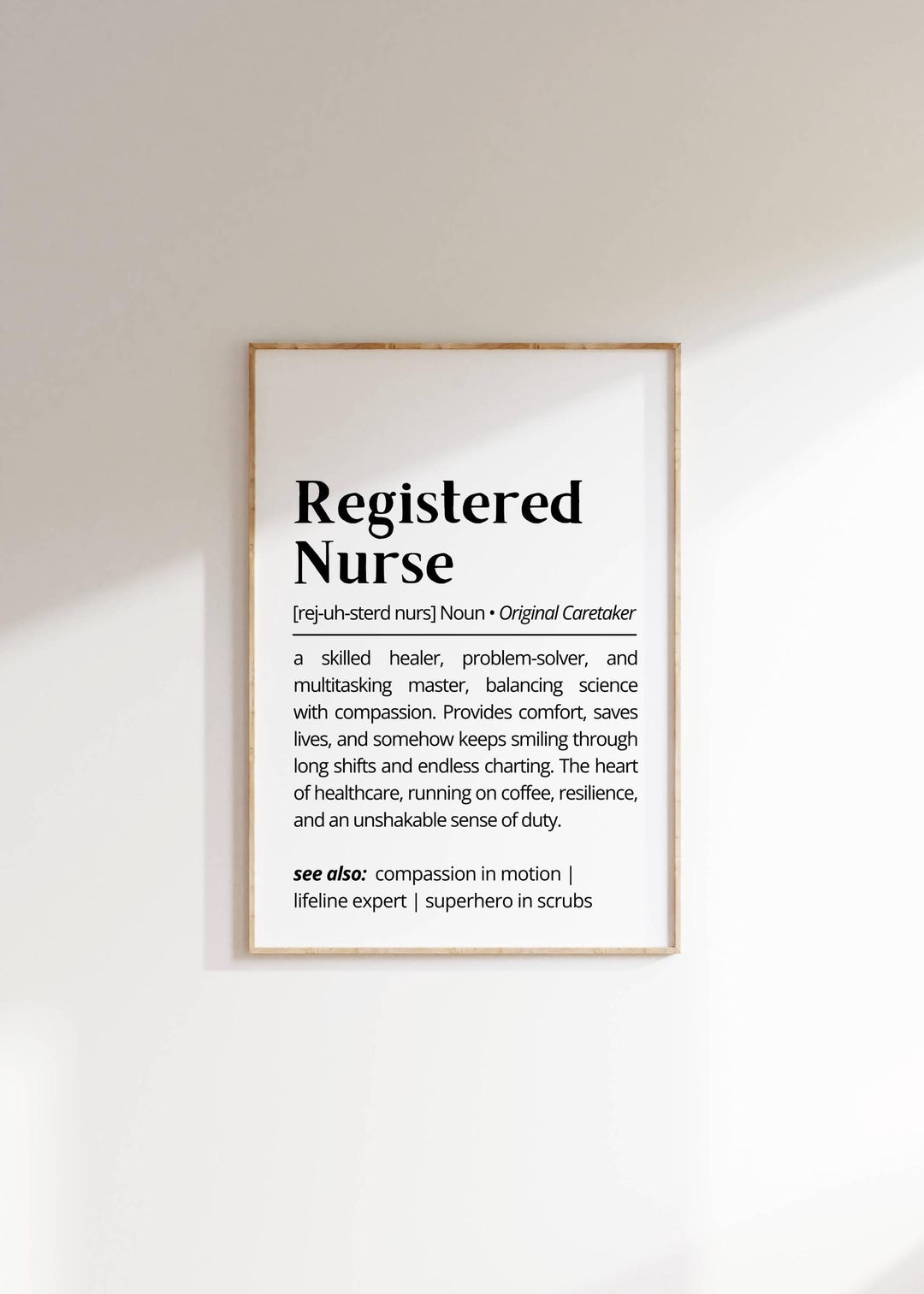 Registered Nurse Definition Print Nurse Gift Wall Art Minimalist ...