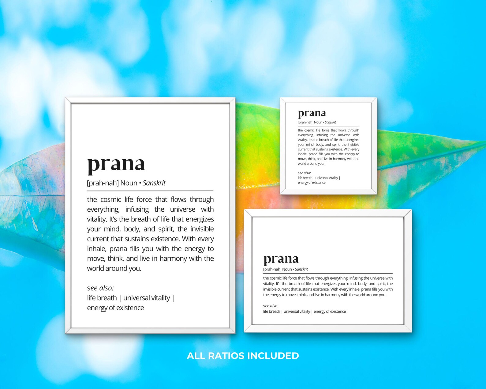 Prana Definition Wall Art Life Force Sanskrit Cosmic Vitality Inspirational Spiritual Energy ...