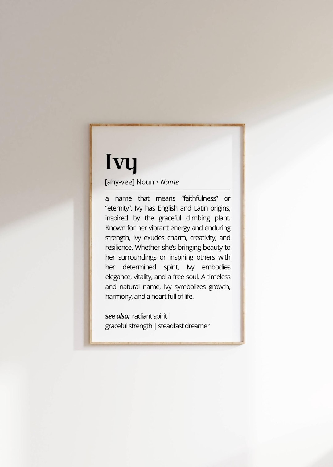 Ivy Name Meaning Print | Personalized Gift | Nursery Wall Art | Instant ...